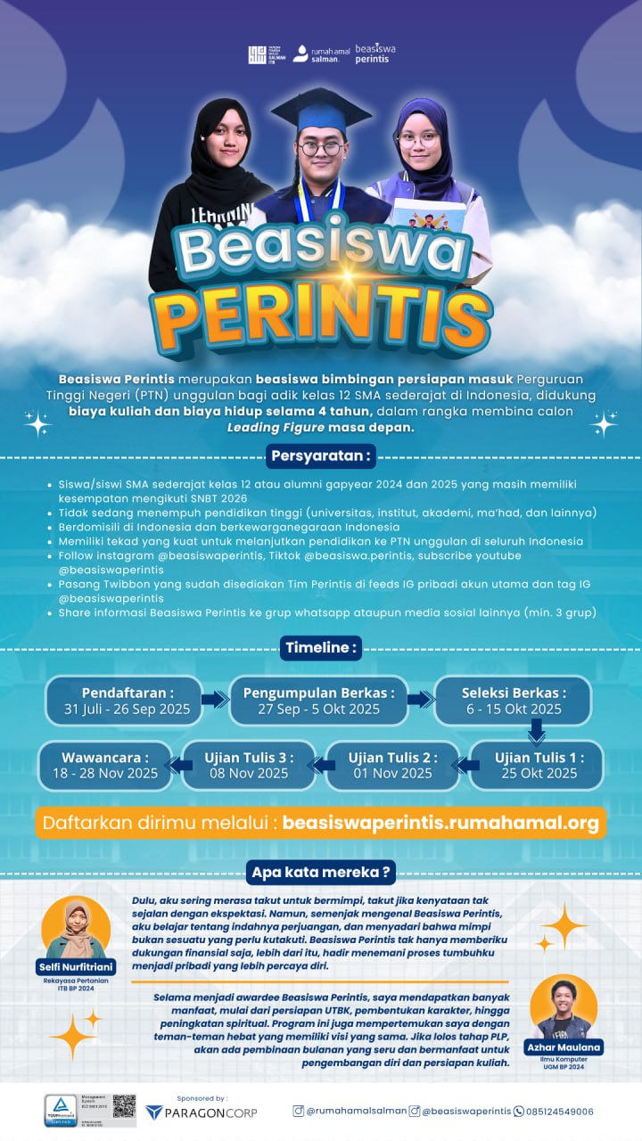 BEASISWA PERINTIS RUMAH AMAL SALMAN - Belajar Asyik